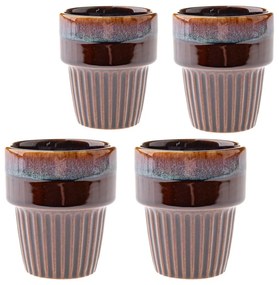 Hnědé keramické šálky v sadě 4 ks na espresso 100 ml Tone – Dakls
