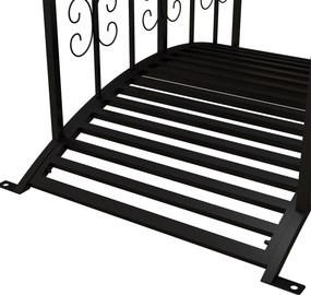 Zahradní most Outsunny z oceli 1,19m s zábradlím - Dekorativní most s květinovým vzorem, nosnost až 120 kg, pro balkon a terasu, černý