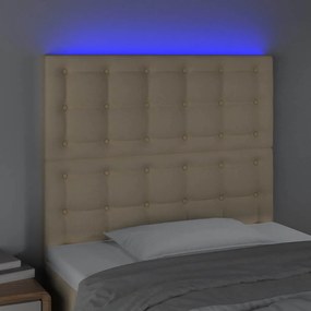 Čelo postele s LED krémové 100x5x118/128 cm textil 3122853