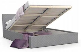 Luxusní manželská postel VEGAS 1 šedá 160x200 z eko kůže s dřevěným roštem