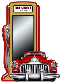 Nástěnné zrcadlo v červeném kovovém rámu Full Service - 49*4*67 cm