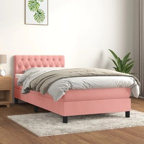 Box spring postel s matrací růžová 90x190 cm samet,  3141460