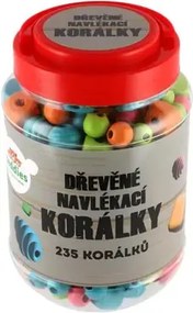 TEDDIES Dřevěné korálky barevné 235 ks / Kreativní sada / Dóza / od 3