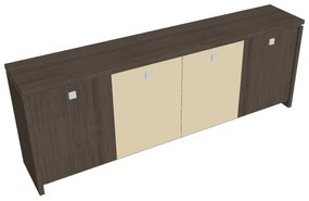 EXNER Čtyřdveřové kancelářská skříň ASSIST, 2480 x 460 x 900 mm, dub antracit