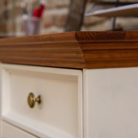 Massive home | Belluno Elegante bílý psací stůl z masivu s dubovou deskou