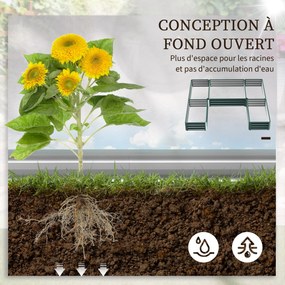 Outsunny Modulární ocelová zahradní čtvercová nádobka na zeleninu, sada 5 květináčů pro zeleninu, rostliny, květiny, rozměry 245L x 242W x 31H cm, ze…
