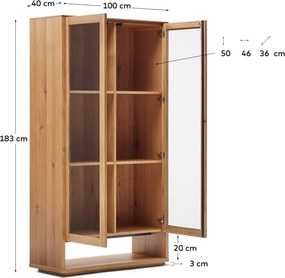 Vitrína v dekoru dubu v přírodní barvě 100x185 cm Alguema – Kave Home