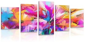 5-dílný obraz abstraktní barevné květy - 200x100 cm