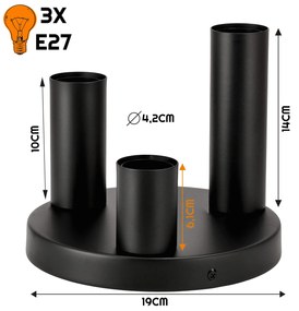 Stropní svítidlo VIKI 3x E27 kulaté černé