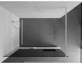 Mexen Kioto+, sprchová zástěna Walk-In s poličkou a věšákem 120 x 200 cm, 8mm šedé sklo, bílý profil, 800-120-121-20-40