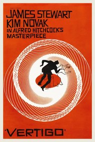 Obrazová reprodukce Vertigo, Alfred Hitchcock (Vintage Cinema / Retro Movie Theatre Poster / Iconic Film Advert)