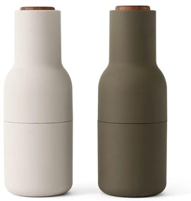 Audo (Menu) Mlýnky na sůl a pepř Bottle, set 2ks, hunting green/beige, walnut lid