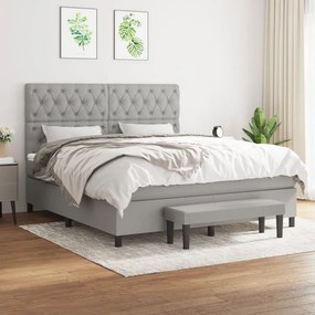 Box spring postel s matrací světle šedá 160 x 200 cm textil 3136845