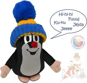 MORAVSKÁ ÚSTŘEDNA Plyšový mluvící Krtek modrý kulich / 16 cm / na bate