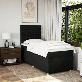 Box spring postel s matrací černá 90x200 cm textil 3293472