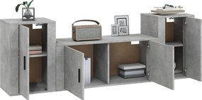 3dílný set TV skříněk betonově šedý kompozitní dřevo 3188514