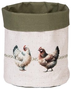 Béžový košík na pečivo se slepičkami Barnyard Chicken - Ø 15*16 cm
