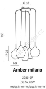 Azzardo Azzardo AZ3076 - Lustr na lanku AMBER 5xG9/40W/230V AZ3076