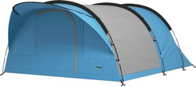 Outsunny rodinný tunelový stan pro 4 osoby s obytným prostorem, odnímatelnou přepážkou, okny a integrovanou podlážkou — vodní sloupec 3000 mm (světle
