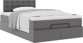 Osmanský rám postele s matrací šedá 120x190 cm umělá kůže 3311296