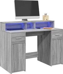 vidaXL Psací stůl s LED světly 120 x 55 x 91 cm kompozitní dřevo [3309418] Barva: šedá sonoma