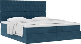 Osmanský rám postele s matrací tmavě modrý 200x200cm samet 3313569