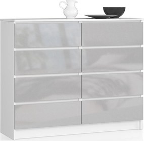 Komoda K120 8SZ bílá/metalický lesk
