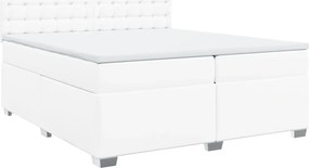 Box spring postel s matrací bílá 200x200 cm umělá kůže 3288437