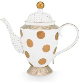 Pip Studio Dot Delight čajová konvice 1,25l, bílo-zlatá