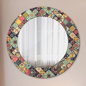 Kulaté dekorativní zrcadlo Etnický květinový fi 50 cm