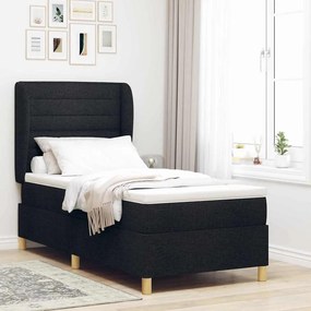 Postel s boxspringem s matrací s čelo Černý 200 x 80 cm textil 3340657