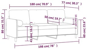 Petromila 3místná pohovka s polštáři tmavě šedá 180 cm samet