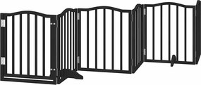 Zábrana pro psy s dvířky skládací 9 panelů černá 450 cm topol 3155597