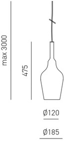 Designové závěsné svítidlo Gea Luce Ofelia S/12 Barva skla: Transparentní sklo, Barva montury: Černá