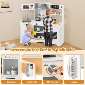 Costway Dětská kuchyňka na hraní s realistickými zvuky a světly Sada – bílý