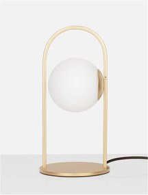 Nova Luce Stolní lampa HOOK saténový zlatý kov a opálové bílé sklo LED 4.8W 3000K