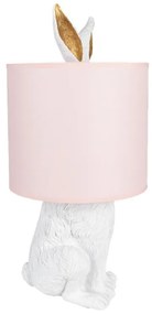 Bílá stolní lampa králík s růžovým stínidlem Konijn