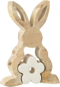 Dřevěná dekorace králíček s kytičkou - 9*3*14 cm