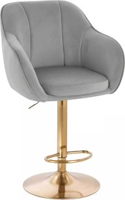 LuxuryForm DESIGN Barová židle AVOLA VELUR na zlaté kulaté podstavě - světle šedá