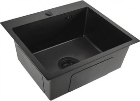 Rea Leo, 1-komorový ocelový dřez 500x450x185 mm, černá matná, ZLE-06005