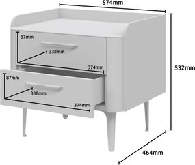 Noční stolek AIR - NS2/AI - Pepper bílá lak mat