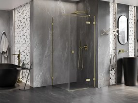 Mexen Lunar T, výklopný sprchový kout pravý 110 x 110 cm, 8mm čiré sklo, zlatý kartáčovaný - 834T-110-110-55-00-P