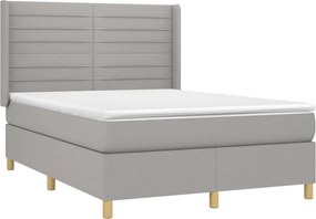 Box spring postel s matrací a LED světle šedá 140x200 cm textil 3138957