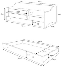 Rozkládací dětská postel 160x80 cm. 1052309