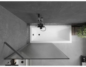 Mexen Next, 1-křídlová vanová zástěna 90 x 150 cm, 6mm sklo Ribs, grafitová, 895-090-000-00-09-95