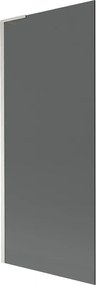Mexen Next L, 1-křídlová vanová zástěna 80 x 150 cm, 6mm šedé sklo, 6mm čiré sklo, profil broušená ocel, 895-080-000-03-40-97