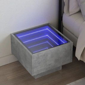 Noční stolek s Infinity LED betonově šedý 40 x 40 x 30 cm