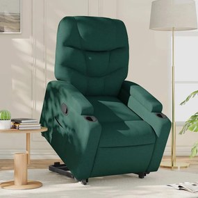 Zvedací polohovací křeslo tmavě zelené textil 3204602