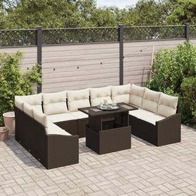 Set pohovek 10 ks Hnědá a krémová polyratan 3349064