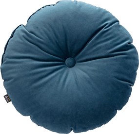 Sametový polštář s knoflíkem barva modrá látka lesklé, sametová